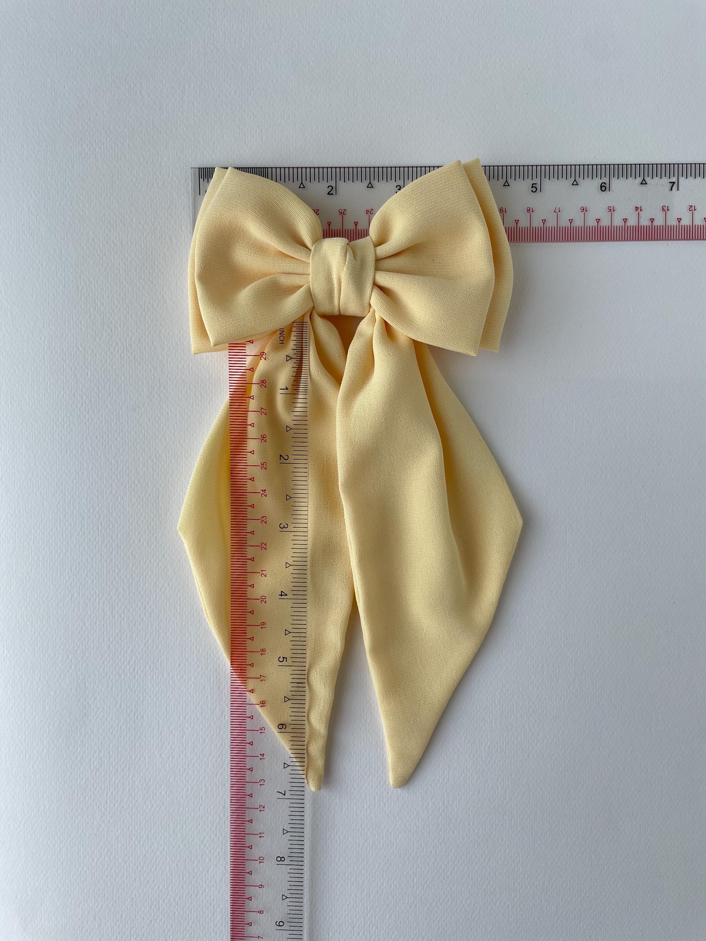 Pale Yellow Chiffon Double Hair Bow Sailor Bow Accessory for Girl Small ...