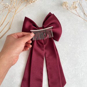 Wine Red Satin Double Bow for Hair Accessory for Women Dark Red Bow ...