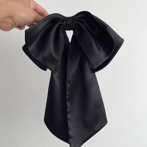 Black Satin Large Double Hair Bow Black Satin Funeral Hair Bow Giant ...