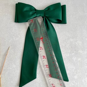 Forest Green Satin Hair Bow Slim Dark Green Bow Hair Accessory for Girl ...