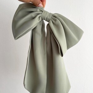 Dusty Sage Hair Bow Oversized Sage Green Big Bow With Barrette ...