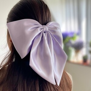 Lilac Purple Silk Satin Large Hair Bow, Luxurious Giant Bow, Oversized ...