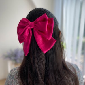 Shocking Pink Satin Barbie Hair Bow Shiny Hot Pink Satin Bow Fuchsia ...