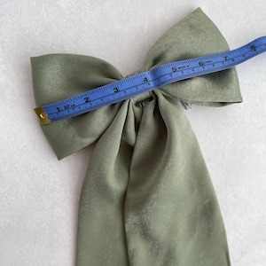 Dusty Sage Satin Hair Bow With Long Tail Sage Green Big Bow Christmas ...