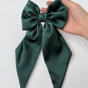 Forest Green Satin Hair Bow Gift Idea for Girl Decorative Green Bow for ...