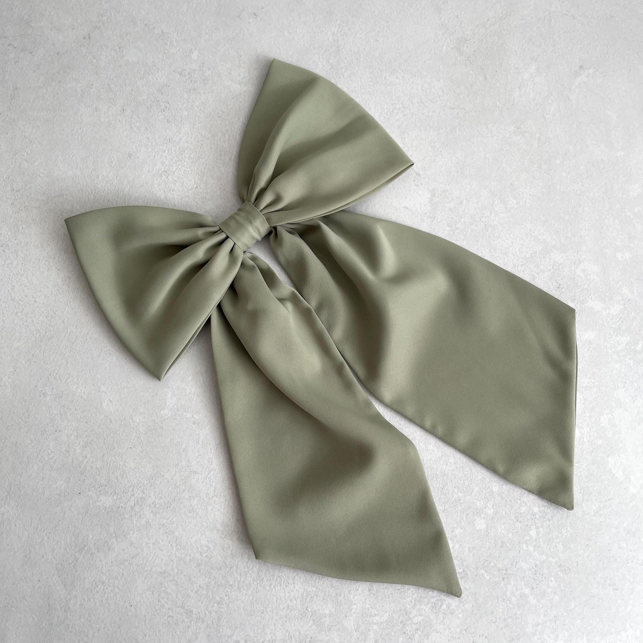 Dusty Sage Hair Bow Oversized Sage Green Big Bow With Barrette ...