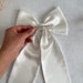 White Bow Satin With Long Tail Big White Single Bow With Barrette ...