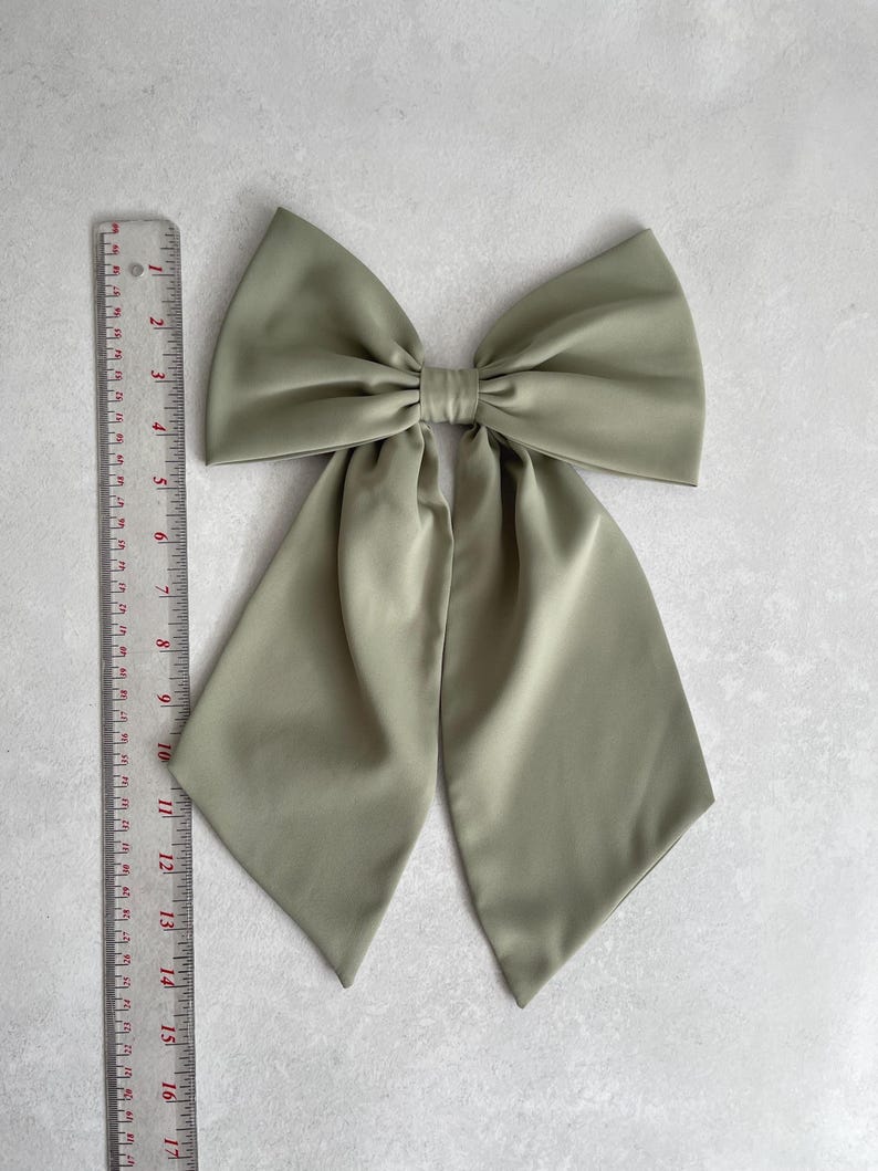 Dusty Sage Hair Bow Oversized Sage Green Big Bow With Barrette ...
