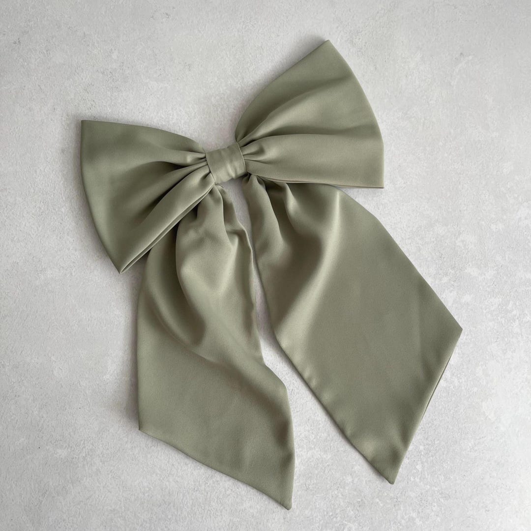 Dusty Sage Hair Bow Oversized Sage Green Big Bow With Barrette ...