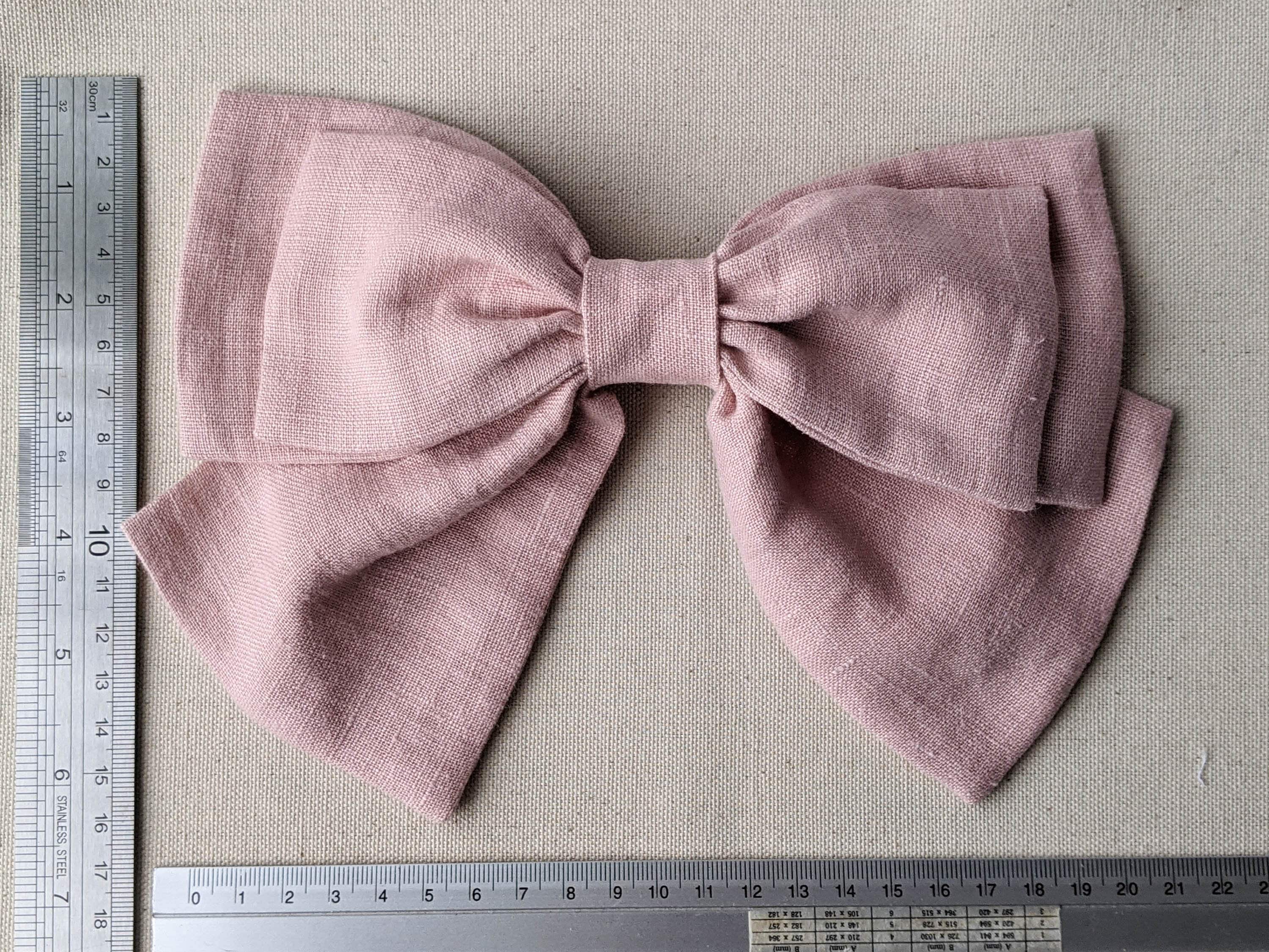 Dusty Blue Linen Fabric Hair Bow Solid Mist Big Bow Organic | Etsy