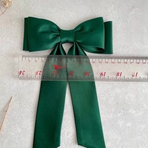 Forest Green Satin Hair Bow Slim Dark Green Bow Hair Accessory for Girl ...