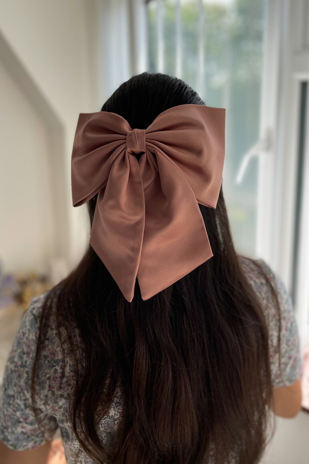 Big Satin Hair Bow Old Rose Pink Duchess Satin Hair Bow Large Bow With ...