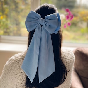 Light Blue Double Hair Bow Accessory for Women Sky Blue Hair Bow ...
