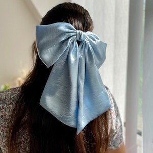 Light Blue Satin Large Hair Bow, Oversized Satin Bow, Giant Bow With ...
