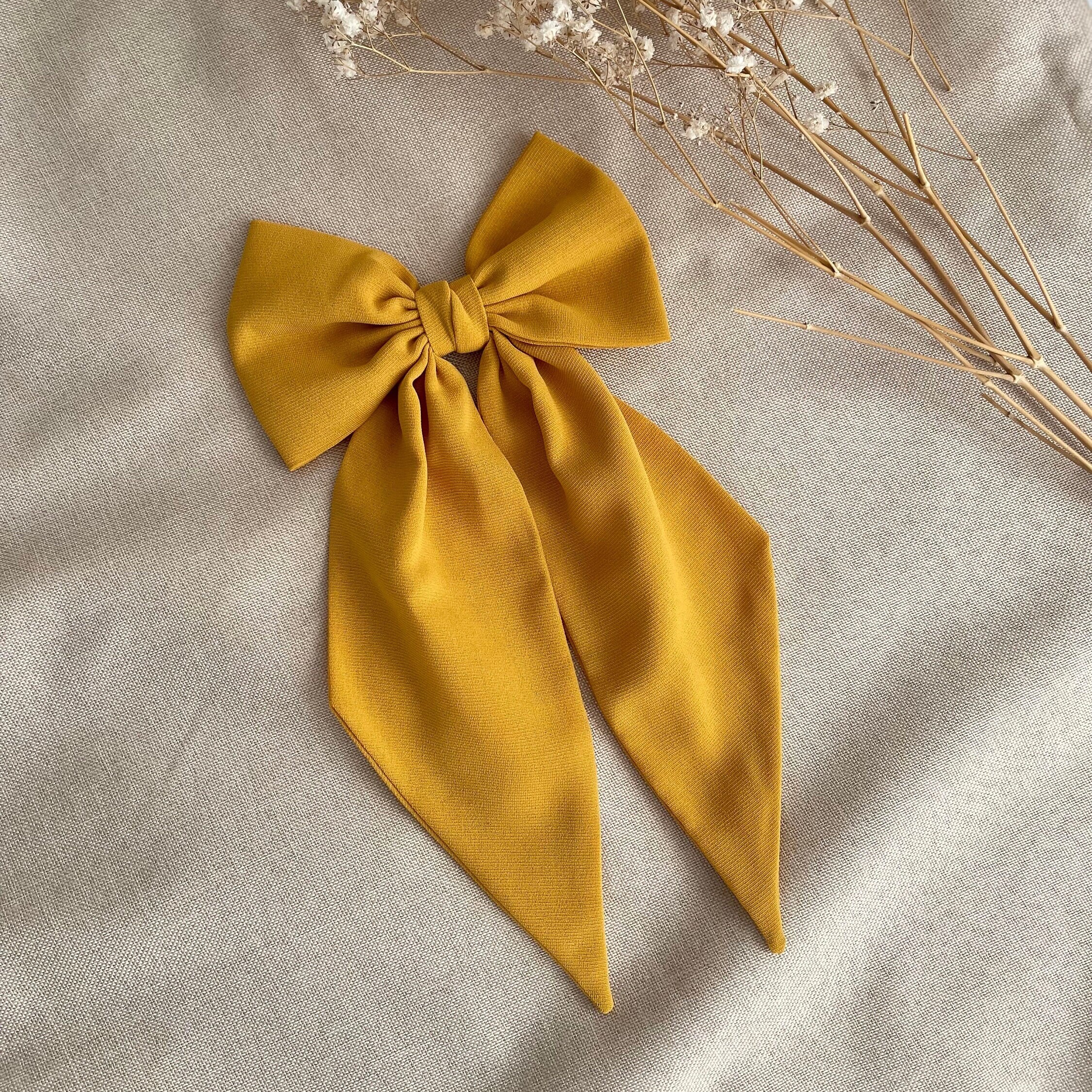 Goldenrod Yellow Sailor Hair Bow Light Weight Chiffon Yellow Bow for ...