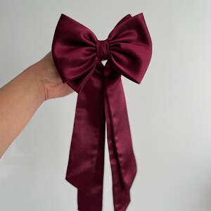 Wine Red Satin Double Bow for Hair Accessory for Women Dark Red Bow ...