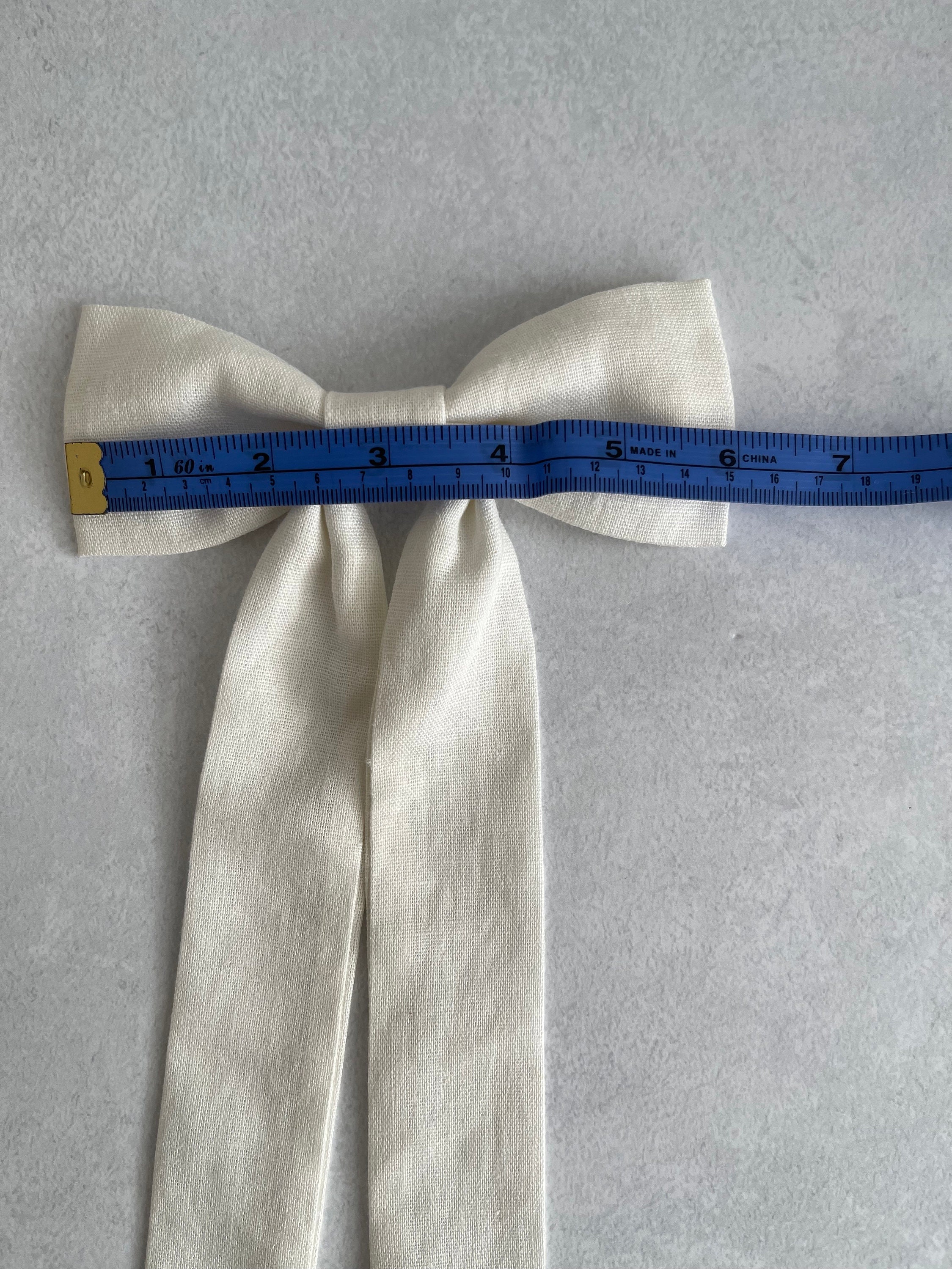 Slim Bow Linen Ivory Hair Bow Slim Single Bow Bridal Hair Accessory ...