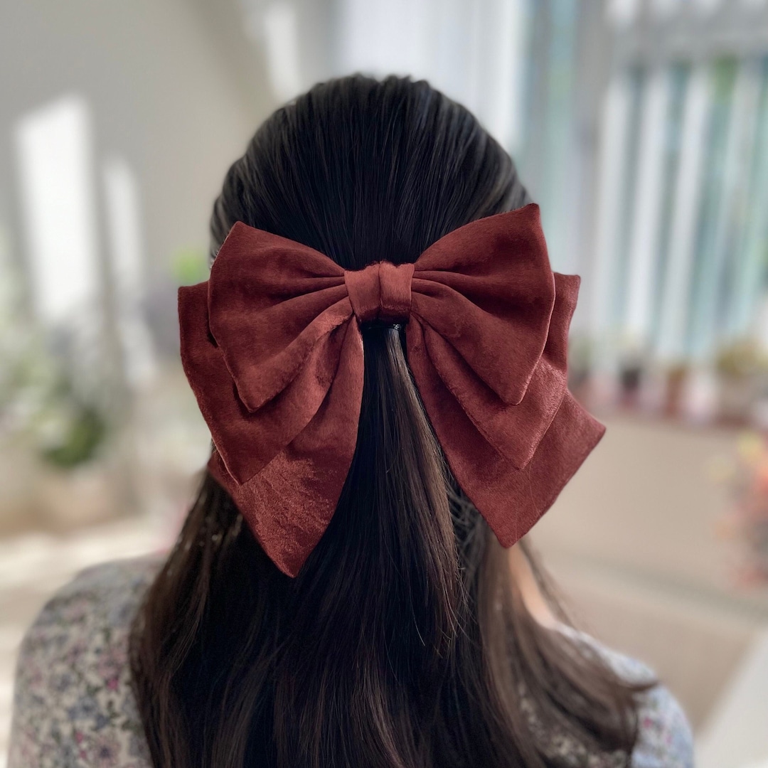 Cinnamon Brown Layered Hair Bow Christmas Gift for Her Medium Sized ...