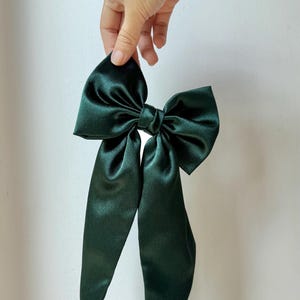 Forest Green Satin Hair Bow Gift Idea for Girl Decorative Green Bow for ...