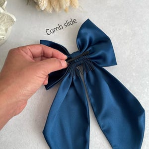 Deep Ocean Blue Silky Satin Hair Bow for Bridesmaid Blue Bow for Prom ...