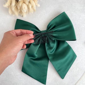Big Green Satin Bow Large Forest Green Hair Bow for Party Oversized Bow ...