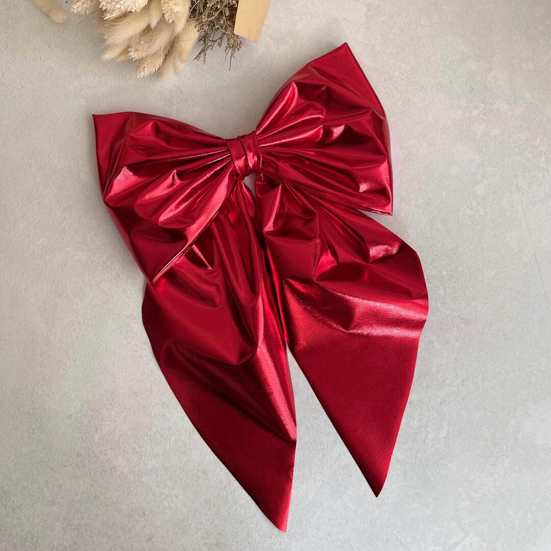 Large Shiny Red Hair Bow for Christmas Oversized Red Bow for Christmas ...