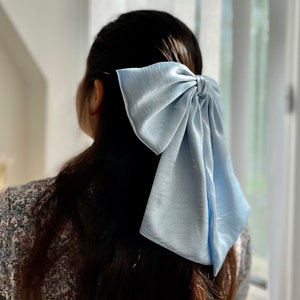 Light Blue Satin Large Hair Bow, Oversized Satin Bow, Giant Bow With ...