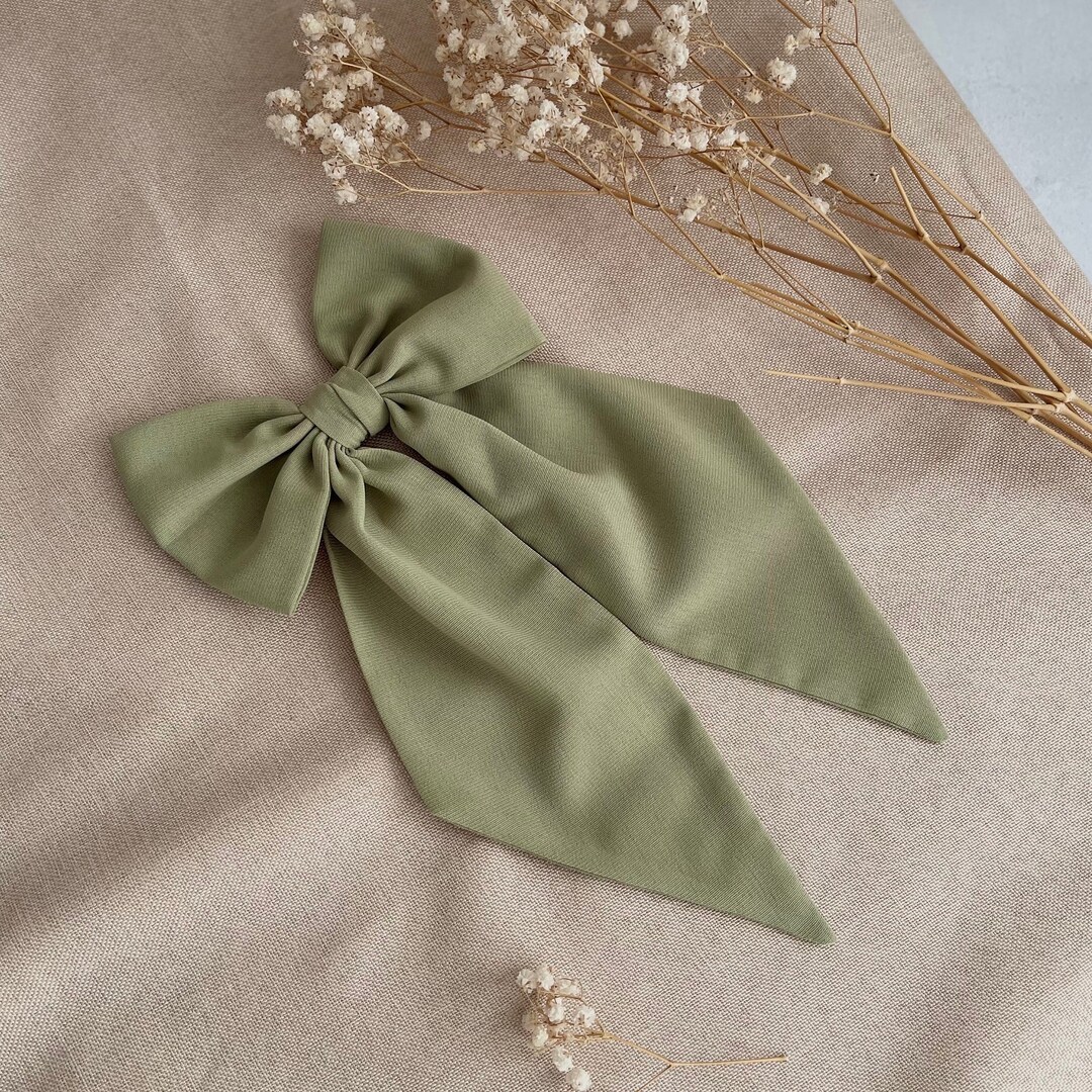Pistachio Green Sailor Bow Light Weight Chiffon Green Hair Bow for Girl ...