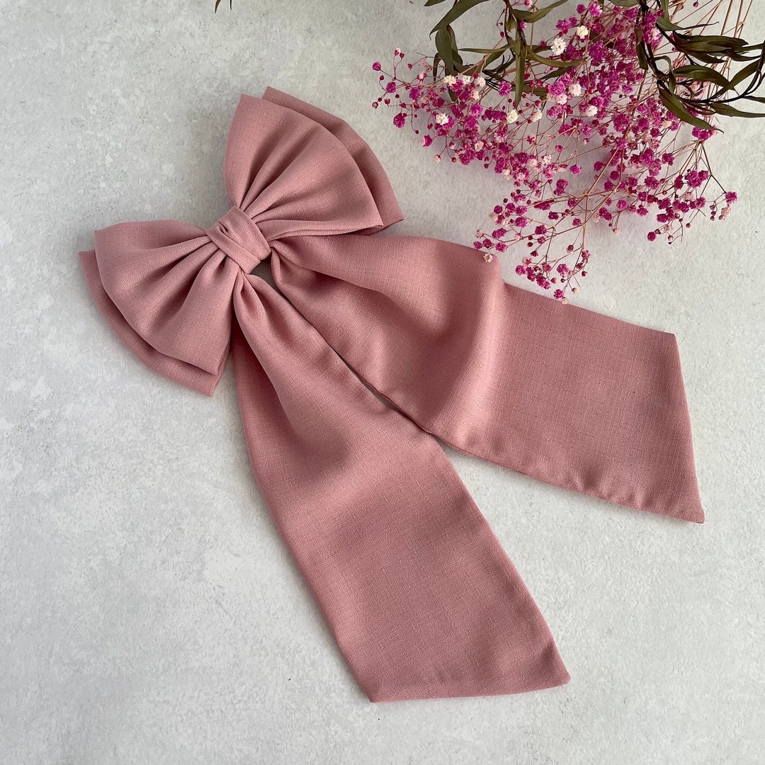 Hair Bow Dusty Pink Double Bow Hair Accessory for Women Rose Double ...