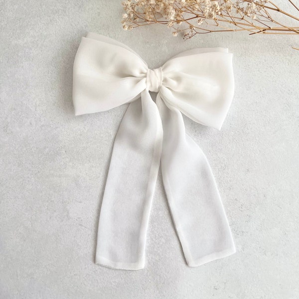 White Hair Bows - Etsy