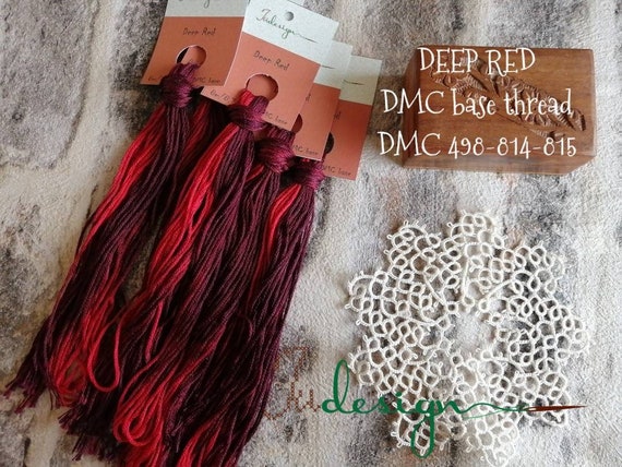 Hand Painted Cotton Floss DEEP RED Hand Dyed Thread for - Etsy