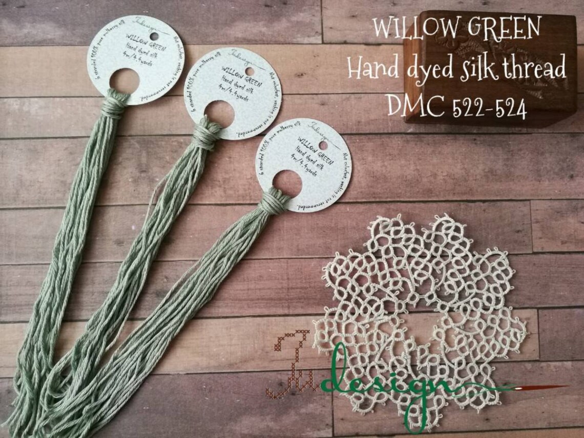 Hand Dyed Stranded Silk Floss WILLOW GREEN Hand Dyed Thread for ...