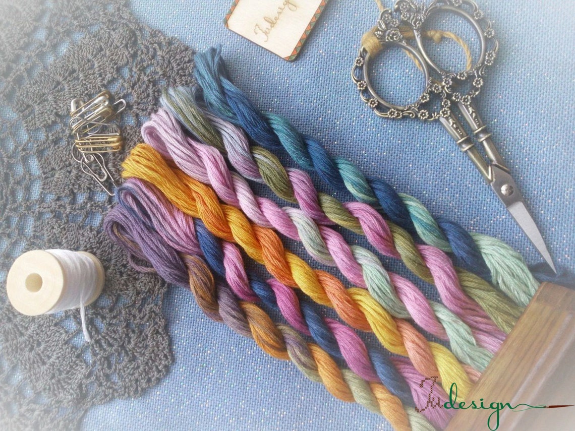 Hand Painted Matt Cotton Floss TEA TREE Hand Dyed Thread for - Etsy