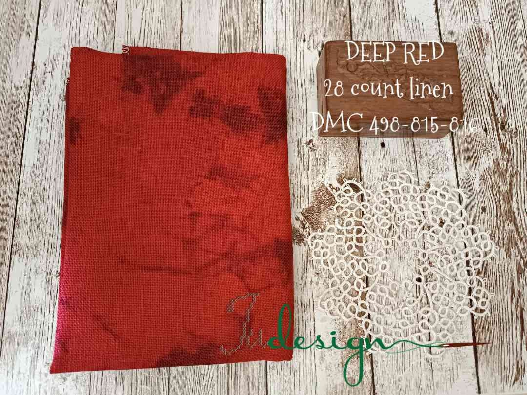 28 Count DEEP RED Hand Dyed Linen for Cross Stitch, Hardanger ...