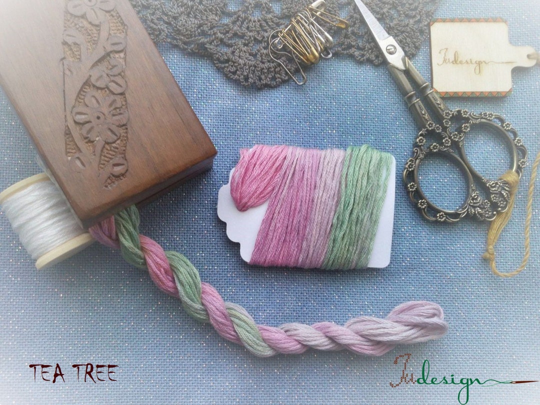 Hand Painted Matt Cotton Floss TEA TREE Hand Dyed Thread for Embroidery ...