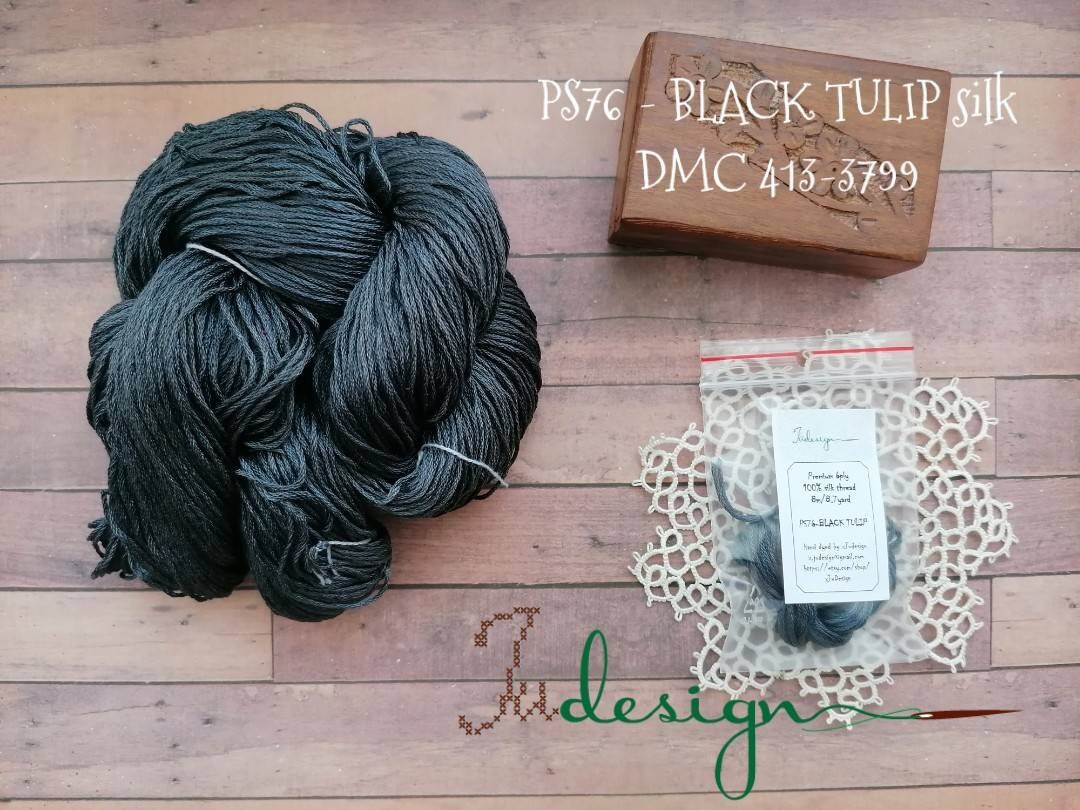 Hand Dyed Stranded Silk Premium Floss PS76 BLACK TULIP Hand Dyed Thread ...