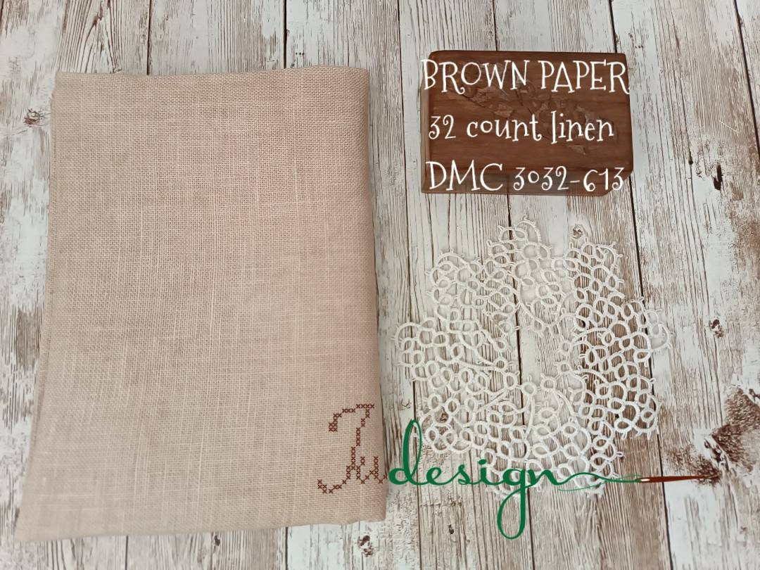 32 Count BROWN PAPER Hand Dyed Linen for Cross Stitch, Hardanger ...