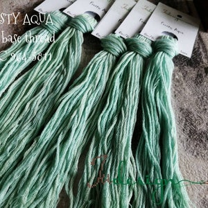 Hand Painted Matt Cotton Floss FROSTY AQUA Hand Dyed Thread for ...