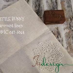 40 Count LITTLE BUNNY Hand Dyed Linen for Cross Stitch, Hardanger ...