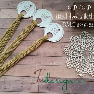 Hand Dyed Stranded Silk Floss OLD GOLD Hand Dyed Thread for Embroidery ...
