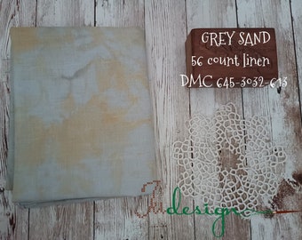 56 Count MARBLED KHAKY Hand Dyed Linen for Cross Stitch, Hardanger ...