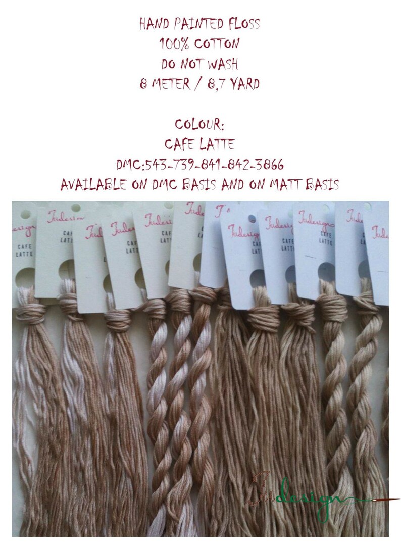 Hand Painted Matt Cotton Floss 'CAFE LATTE' Hand Dyed Thread for ...