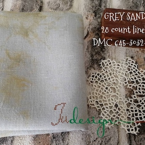 28 Count GREY SAND Hand Dyed Linen for Cross Stitch, Hardanger ...