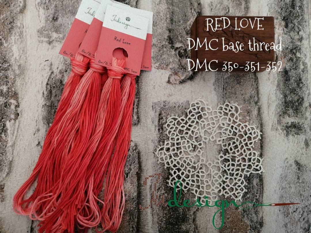 Hand Painted Cotton Floss RED LOVE Hand Dyed Thread for Embroidery ...