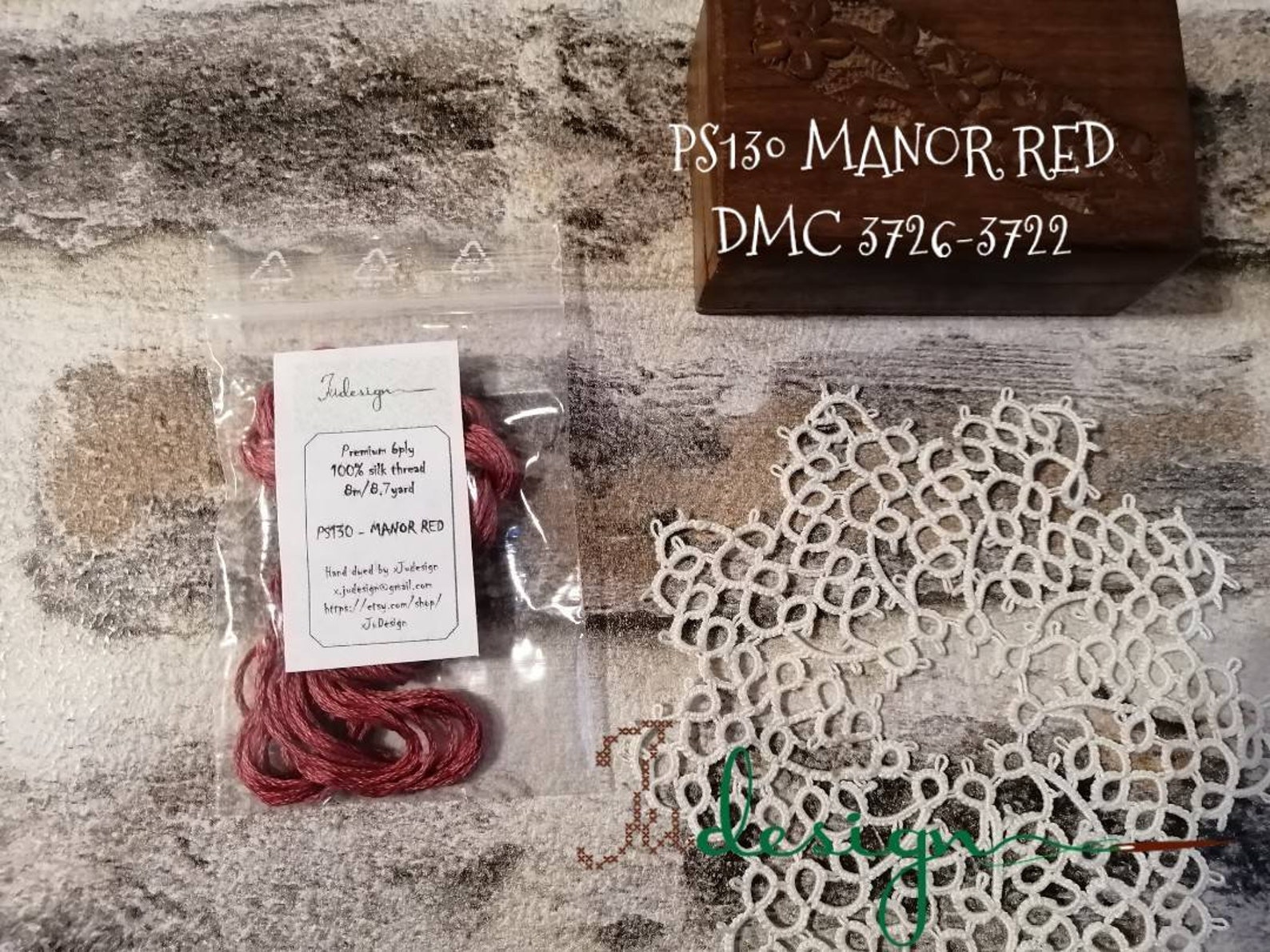 Hand Dyed Stranded Silk Premium Floss PS130 MANOR RED Hand Dyed Thread ...