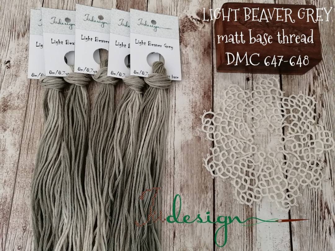 Hand Painted Matt Cotton Floss LIGHT BEAVER GREY Hand Dyed Thread for ...