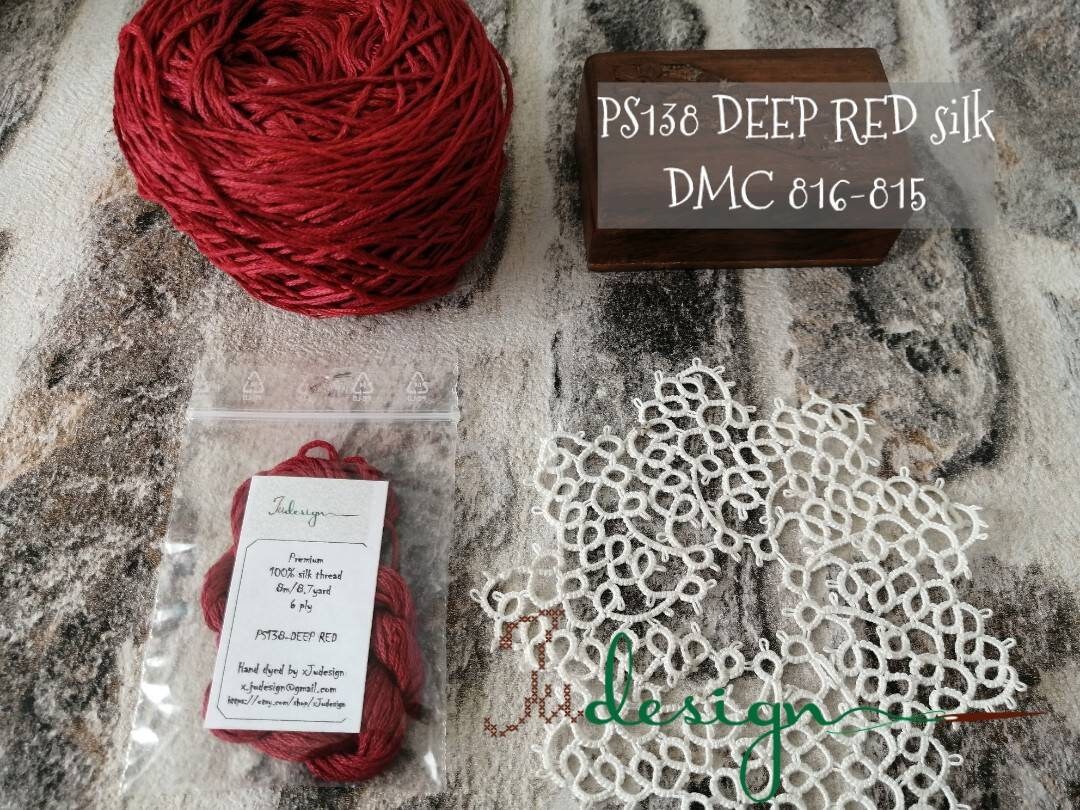 Hand Dyed Stranded Silk Premium Floss PS138 DEEP RED Hand Dyed Thread ...