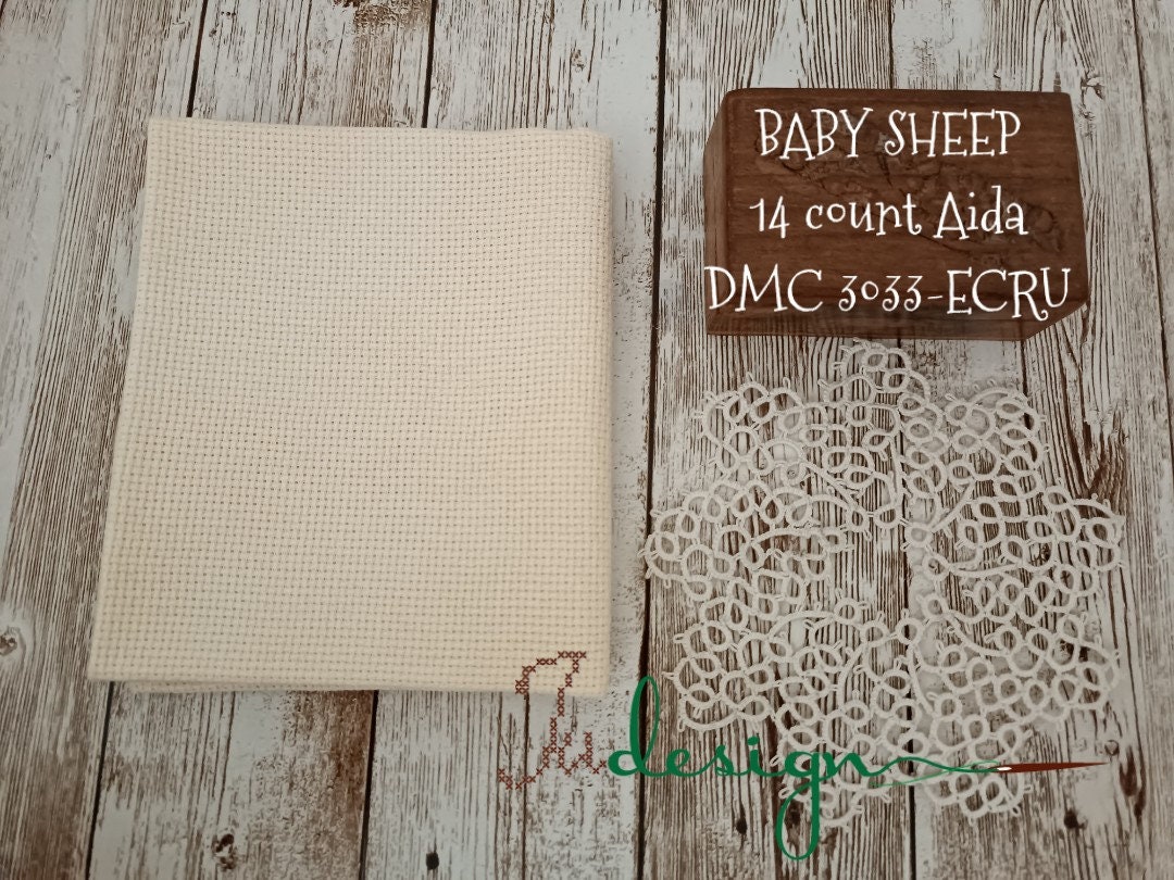 14 Count BABY SHEEP Hand Dyed Aida for Cross Stitch, Hardanger ...