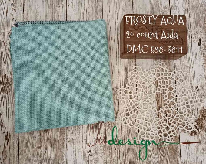 20 Count FROSTY AQUA Hand Dyed Aida for Cross Stitch, Hardanger ...
