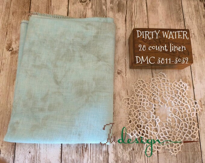 28 Count DIRTY WATER Hand Dyed Linen for Cross Stitch, Hardanger ...